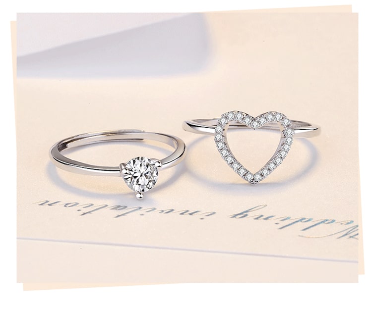 S925 Sterling Silver 2in1 Heart Ring