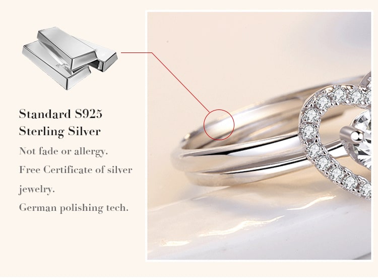 S925 Sterling Silver 2in1 Heart Ring