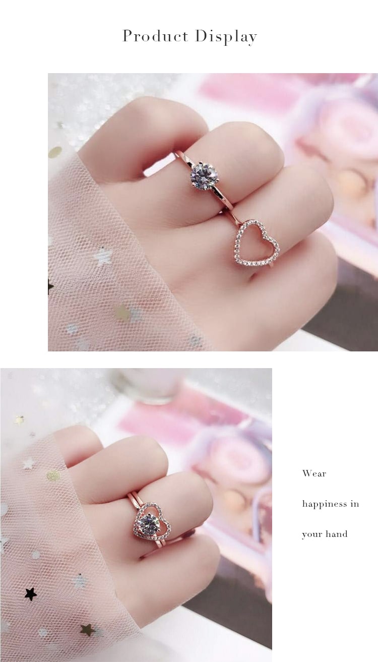 S925 Sterling Silver 2in1 Heart Ring