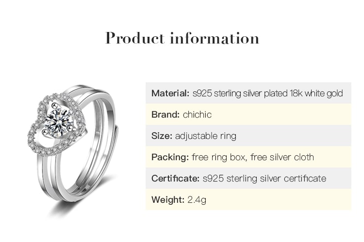 S925 Sterling Silver 2in1 Heart Ring