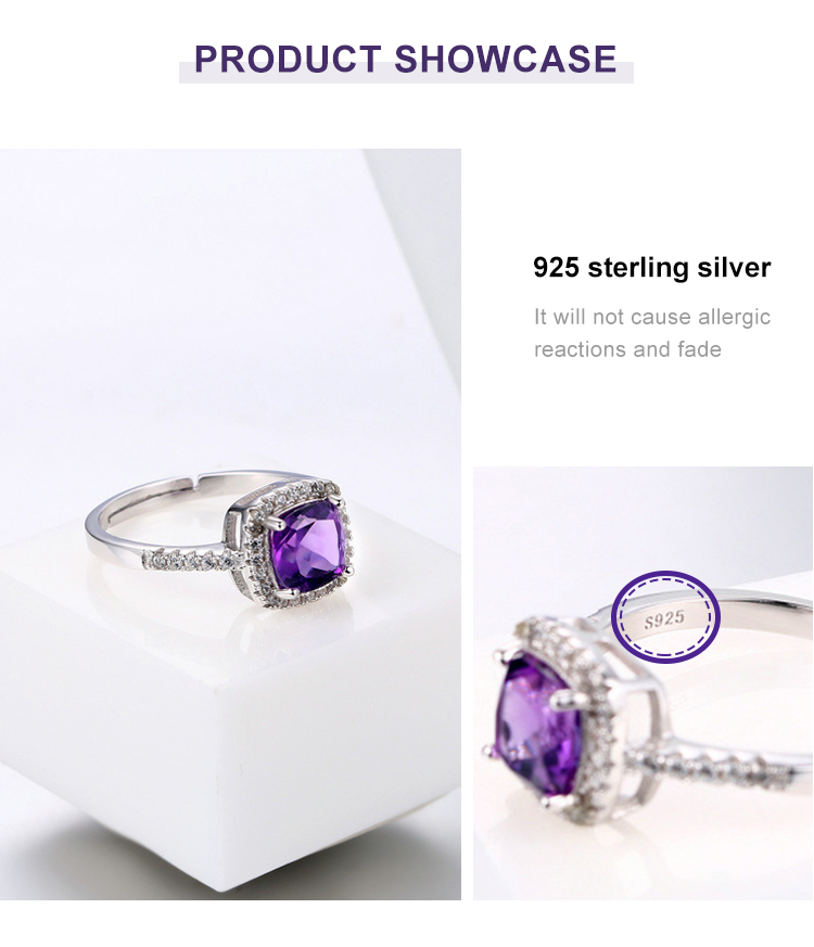 925 Sterling Silver Amethyst ring