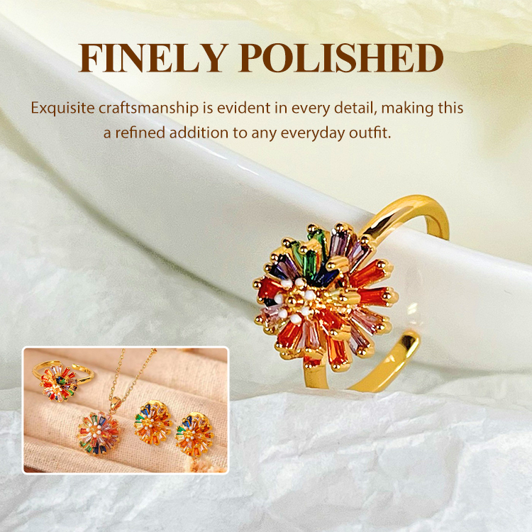 Christmas Promotion - Rotatable Rainbow Zircon Firework Ring Set - Free ...