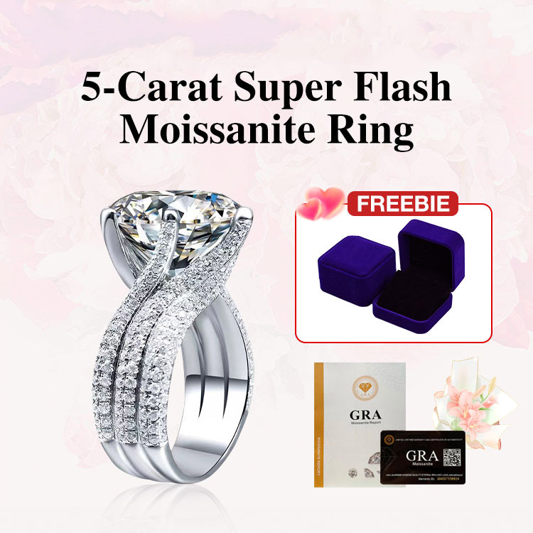 Adjustable 5-Carat Super Flash Moissanite Ring - Free gift box. GRA ...